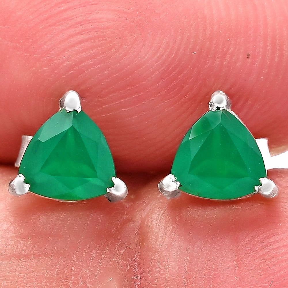 Natural Green Onyx Stud 925 Sterling Silver Earrings Jewelry DGE1071_G ...