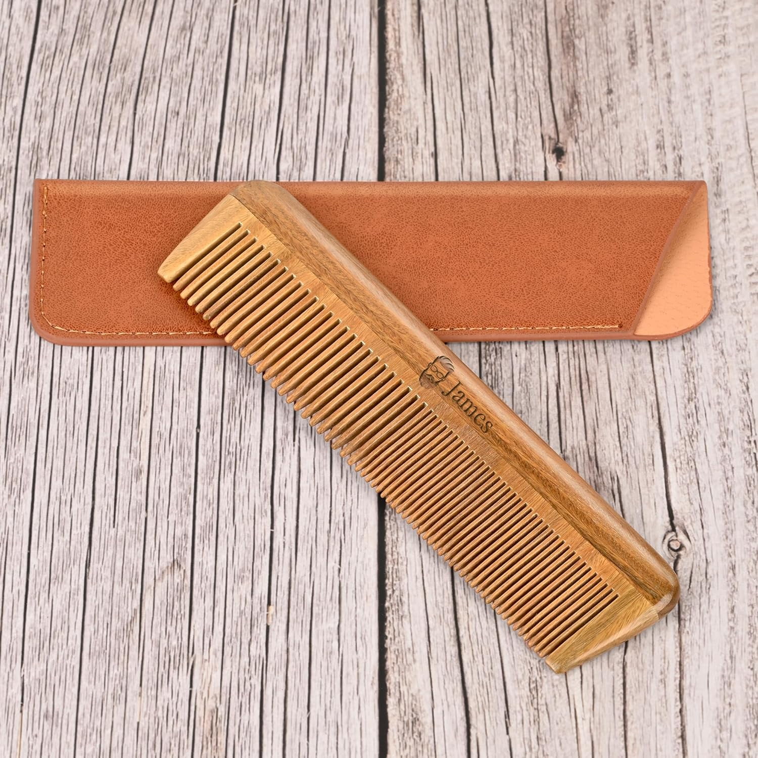 Natural Green Sandalwood Fine Tooth Wooden Comb - Engraved Words/Icon ...