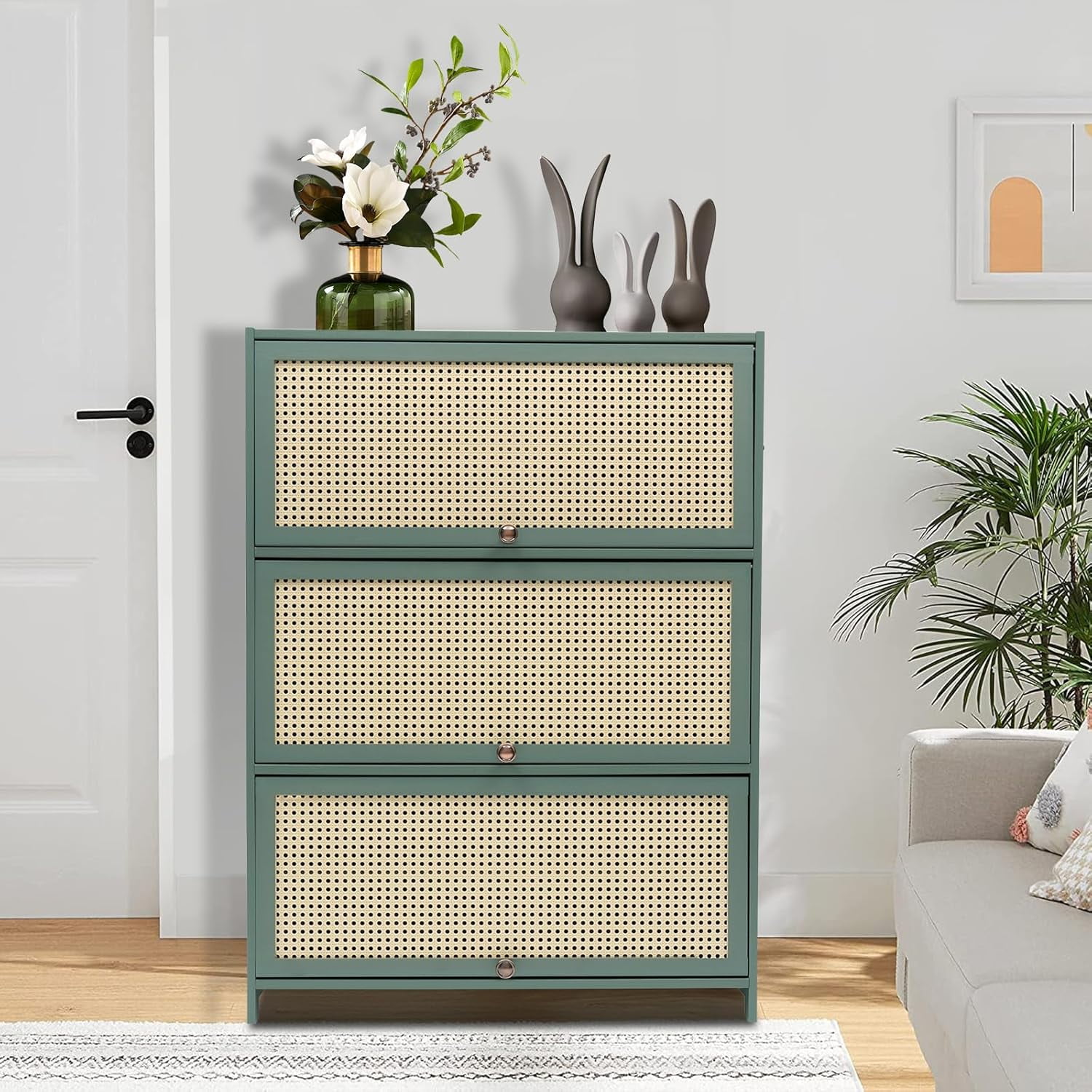 Natural Green Shoe Storage Cabinet, Bamboo Shoe Floor Storage Organizer ...