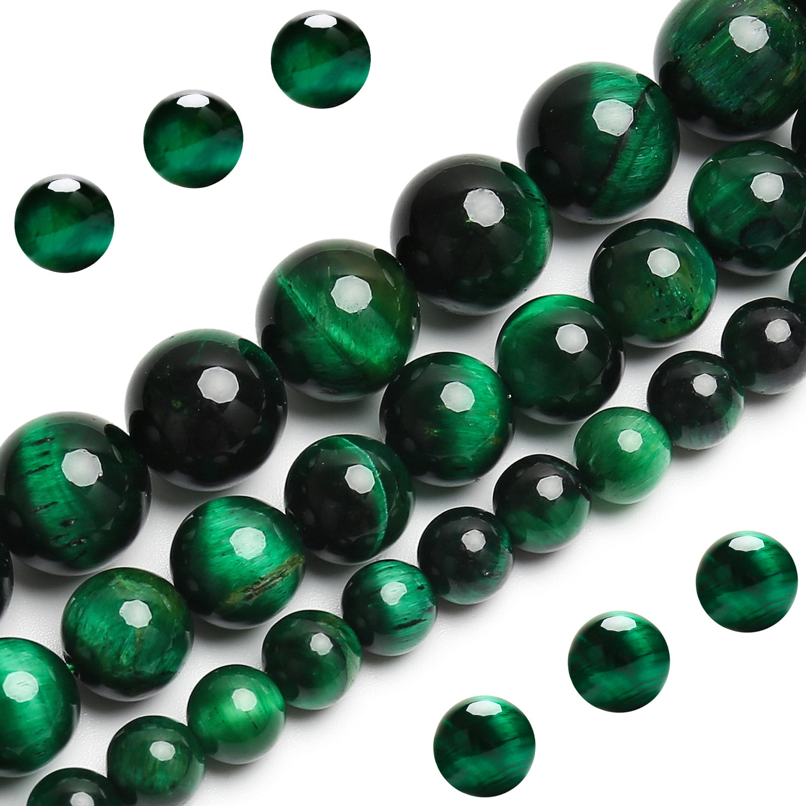 Natural Green Tiger Eye Beads, Grade AAA Gemstone Round Loose Beads ...