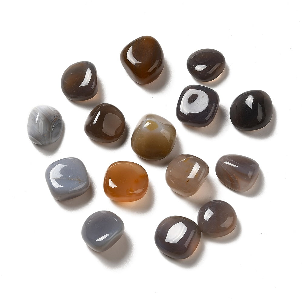 Natural Grey Agate Beads Tumbled Stone Healing Stones for 7 Chakras ...