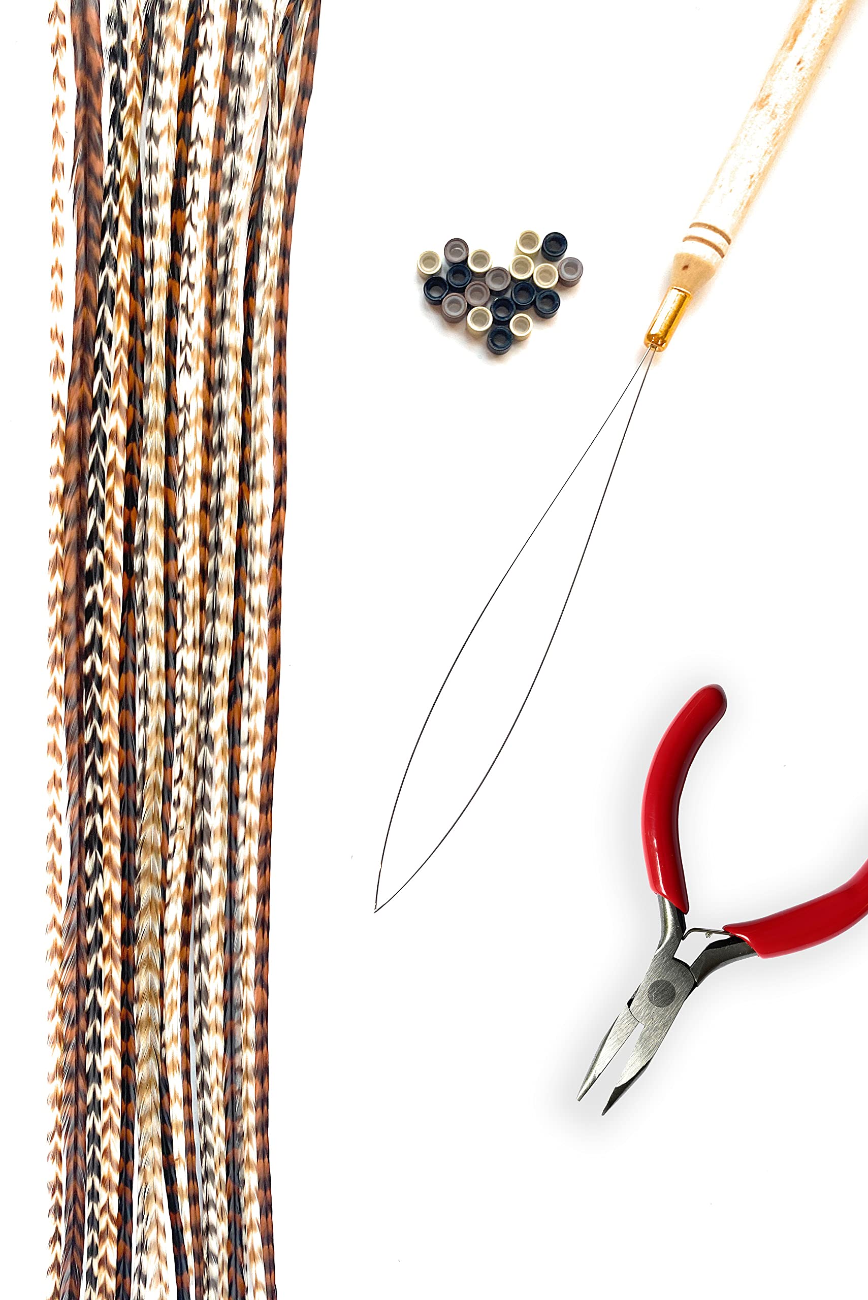 Natural Hair Feathers Kit, Feather Hair Extensions - Real Rooster ...