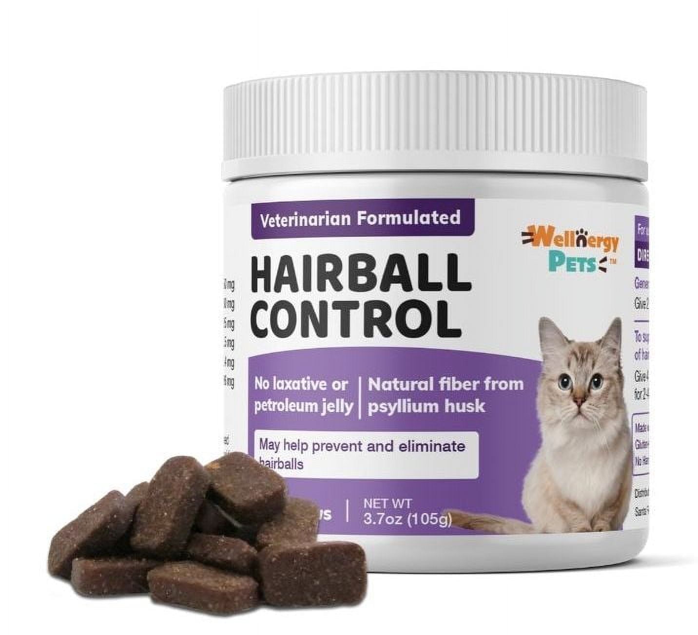 Wellnergy Pets Hairball Control Chews for Cats, Omega 3 6, Zinc, Biotin ...