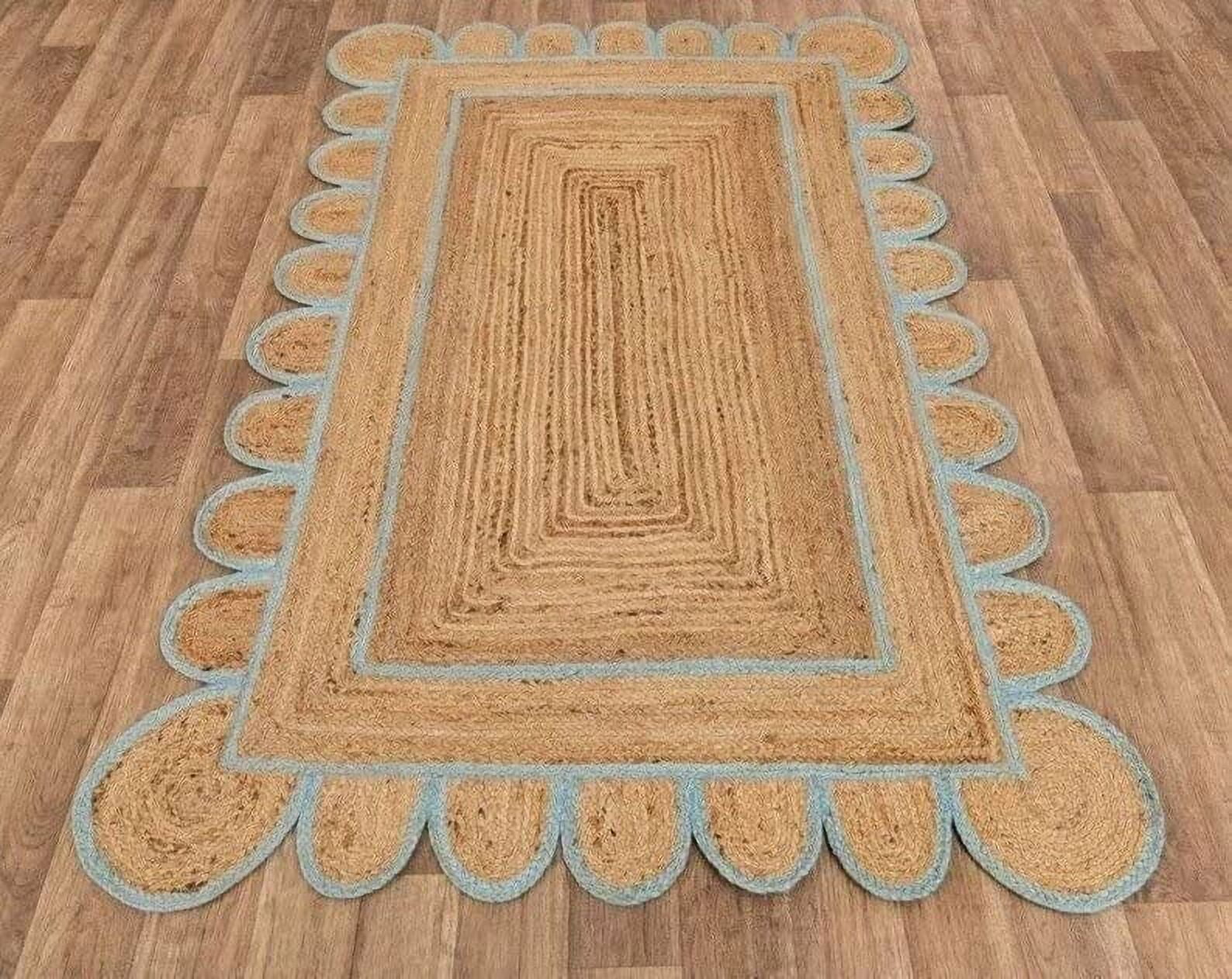 Natural Handwoven Scalloped Jute Area Rug 3x15, Braided Natural Color ...