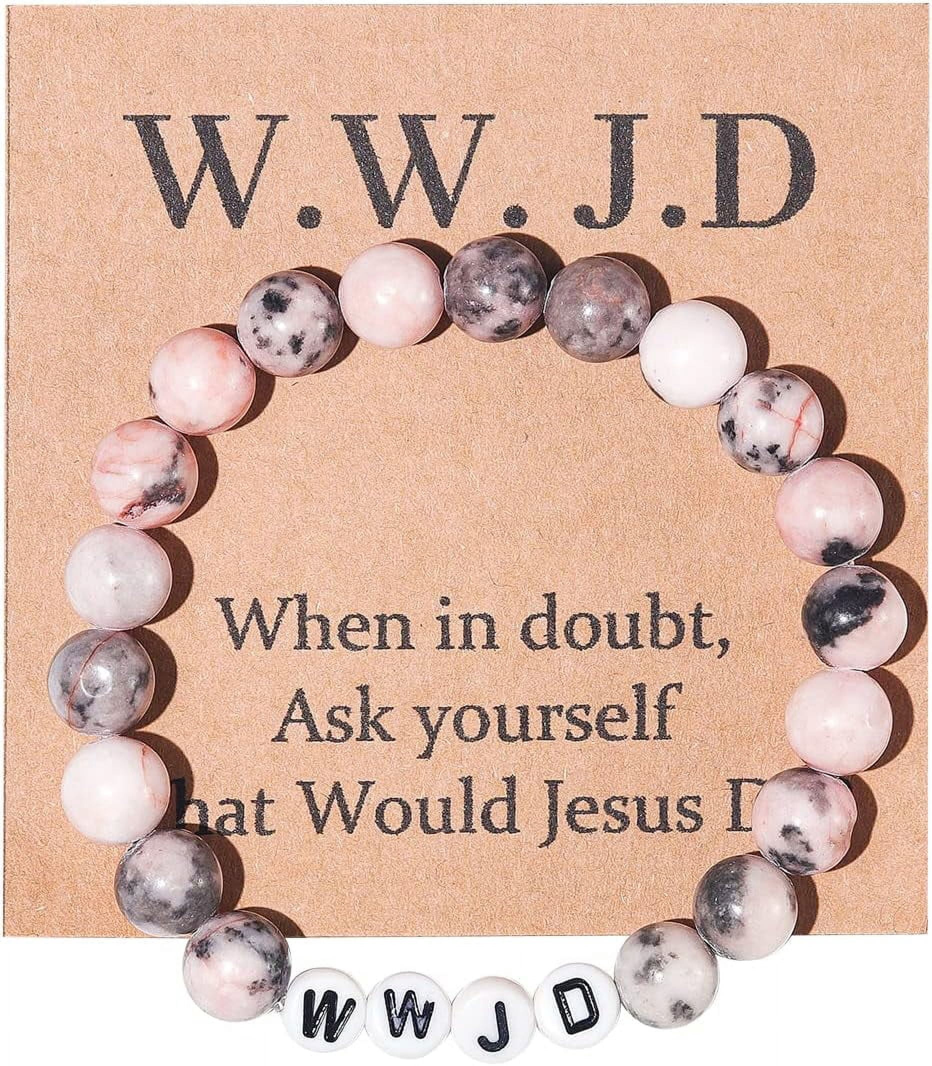 Natural Healing Stone WWJD Beaded Strand Adjustable Bracelet with ...
