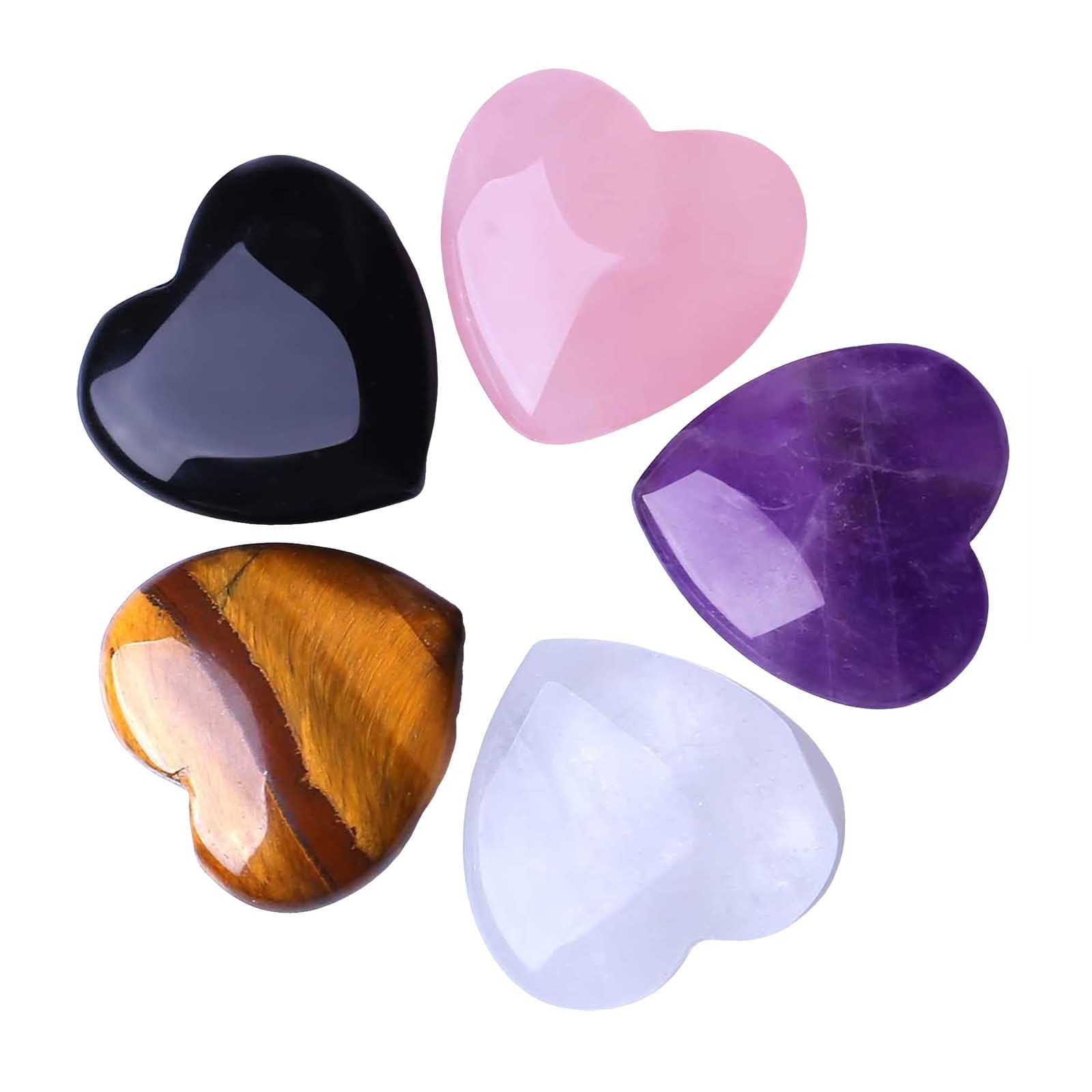 Natural Heart Shape Ornaments Set Gemstone Artwork Unique Rock ...