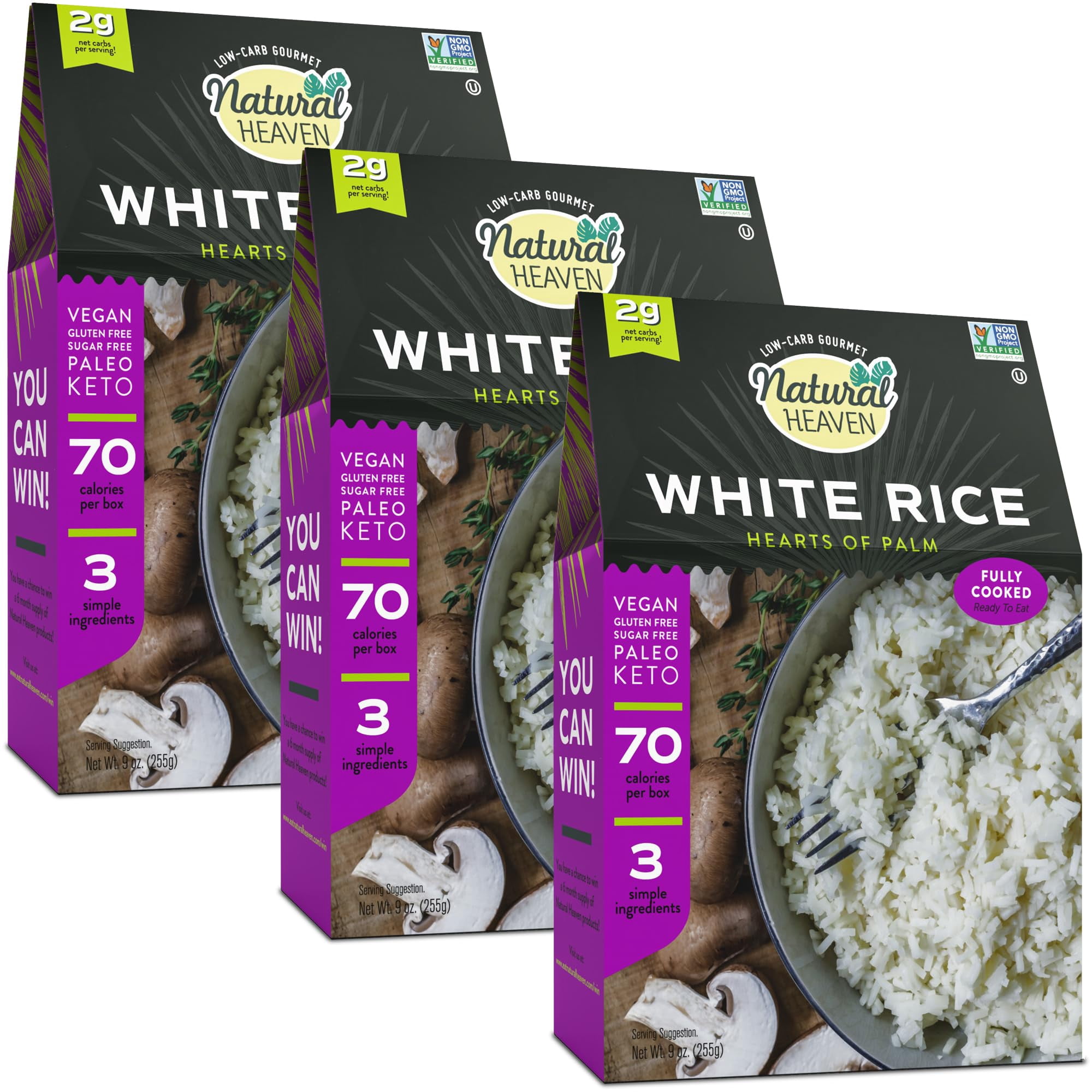 Natural Heaven Hearts of Palm Rice, White KMC2- Low-Carb and Low ...