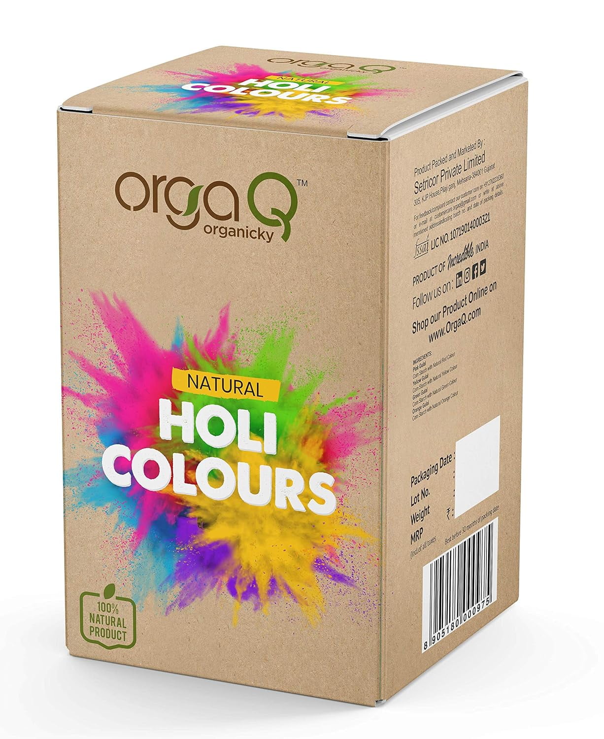 Natural Herbal Holi Gulal Colors 4 Packets X 100gm - Pink, Yellow ...