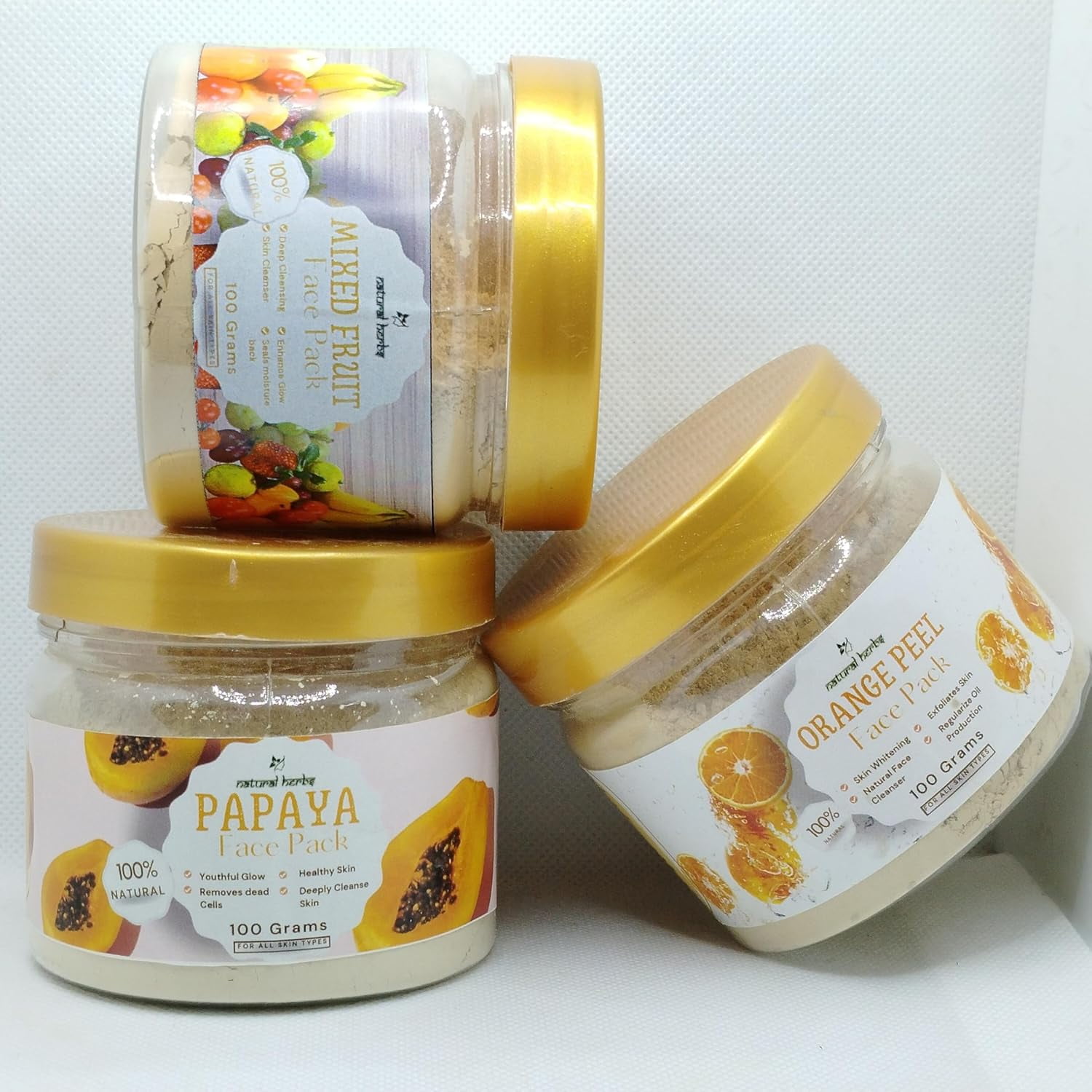 Natural Herbs Fruit Powered Face Pack Set Mixed Fruit Pack Orange Peel ...