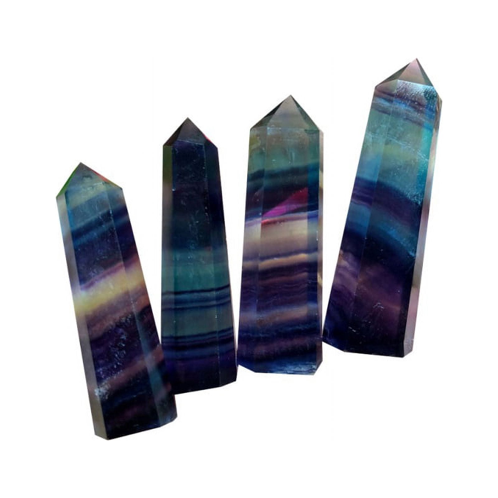 Natural Hexagonal Crystal Quartz Healing Fluorite Wand Stone Rainbow ...