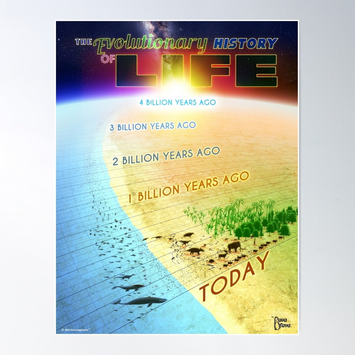 Natural History Of Life Poster Wall Art, Modern Wall Decor For Living ...