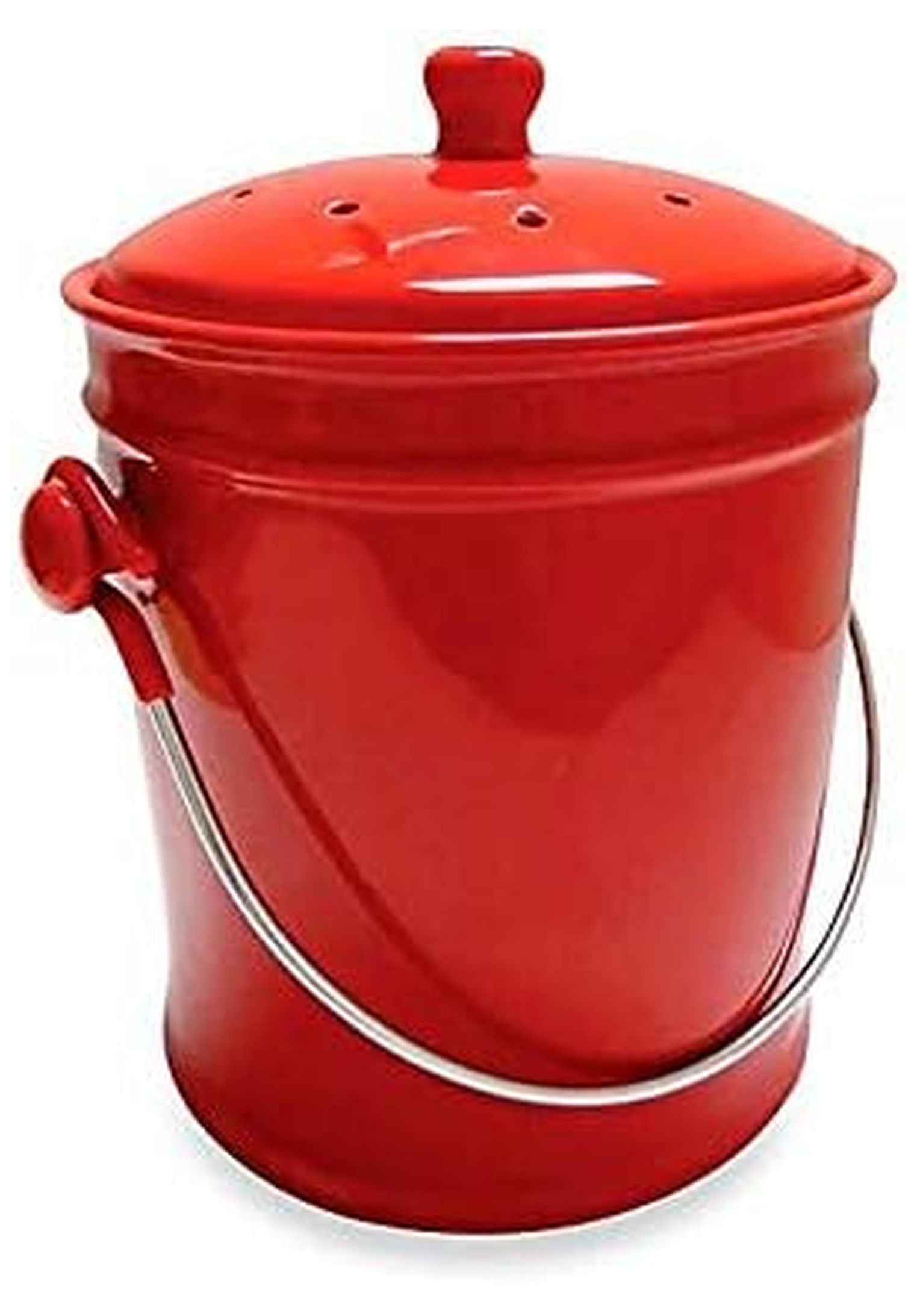 Natural Home 1-Gallon Ceramic Compost Bin in Red - Walmart.com