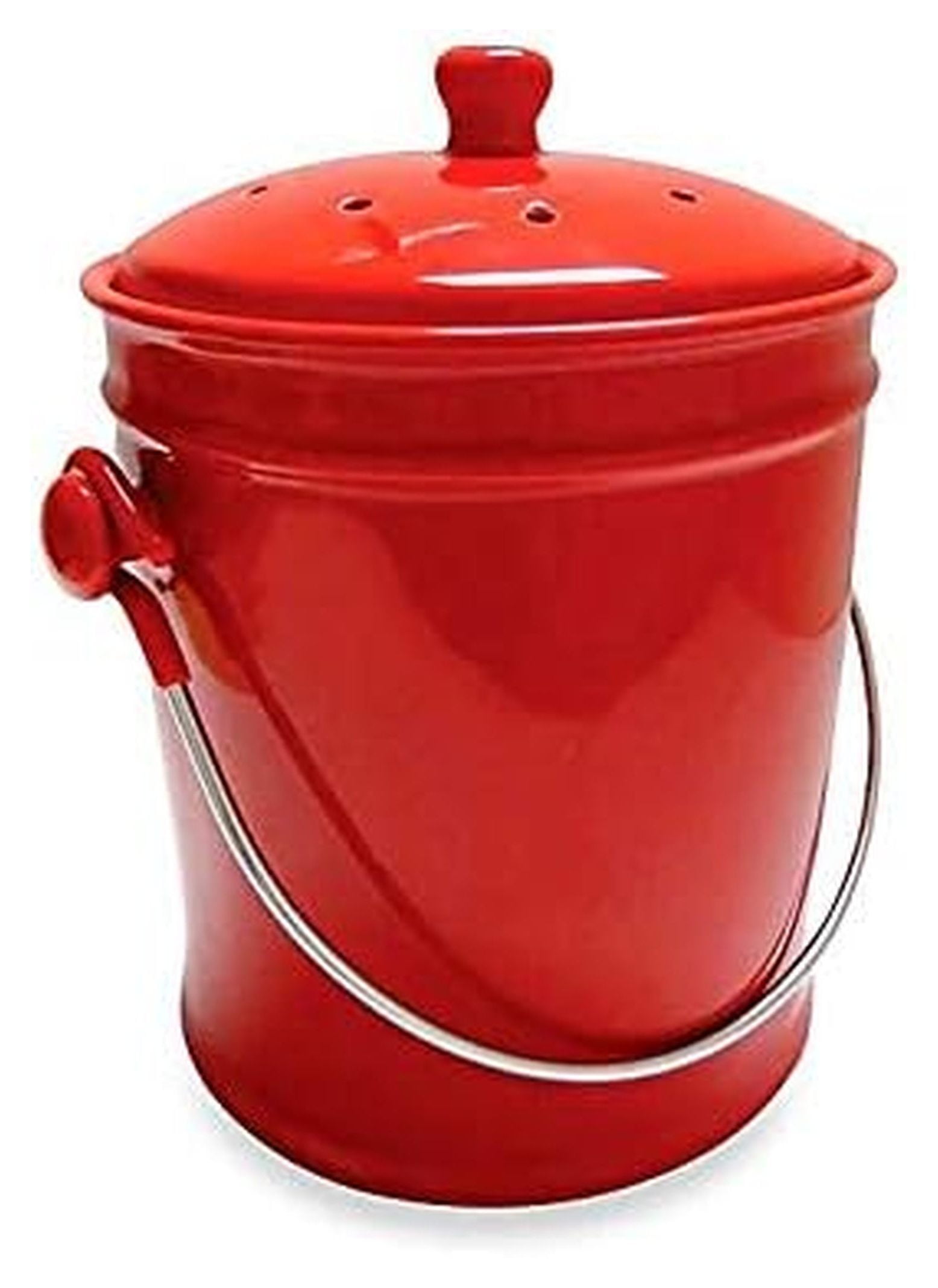 Natural Home 1-Gallon Ceramic Compost Bin in Red - Walmart.com