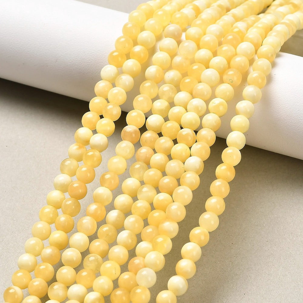 Natural Honey Jade Bead Strands Round 4~5mm Hole: 0.7mm about 82pcs ...