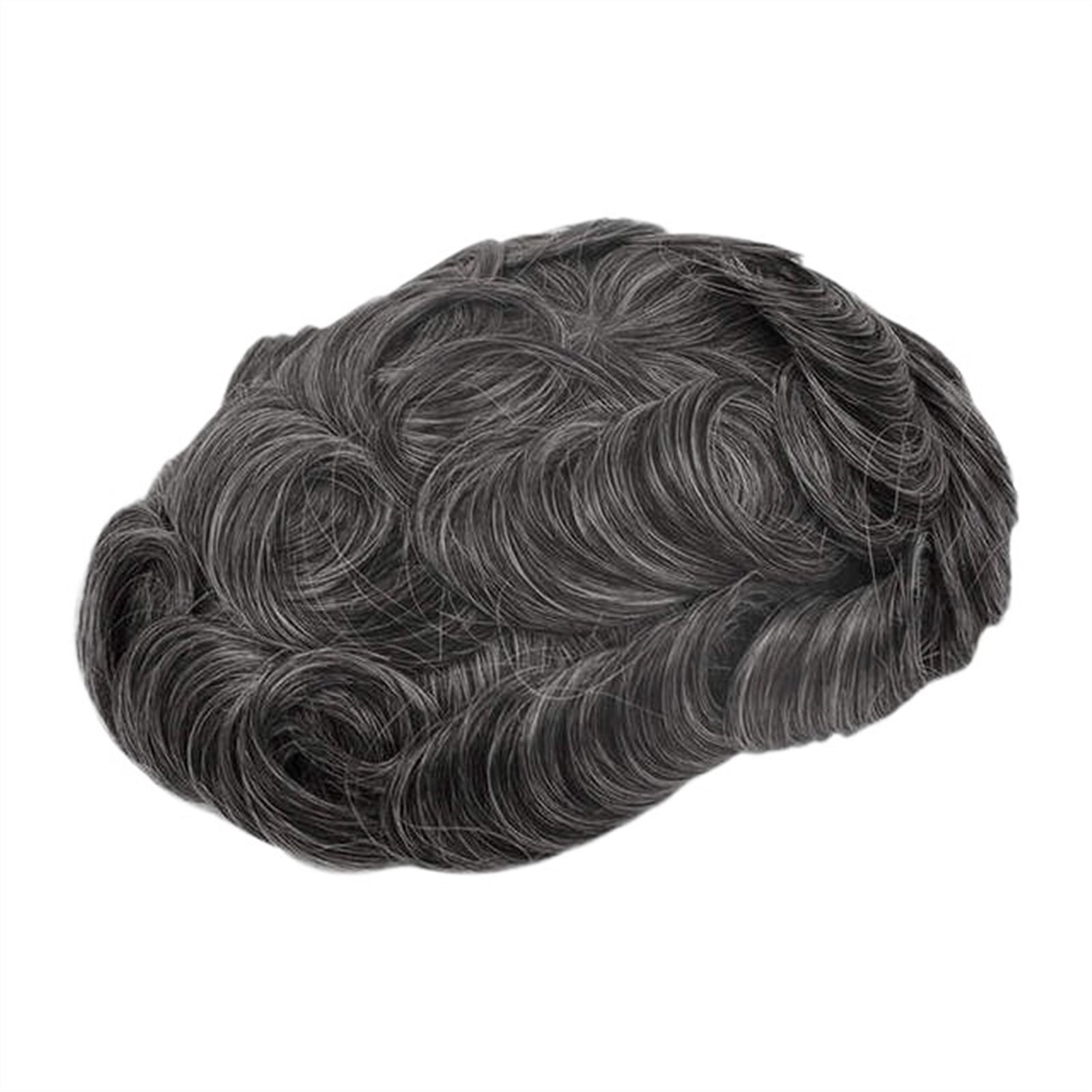 Natural Human Hair Topper With Grey Hair Man Toupee Hair Men's ...