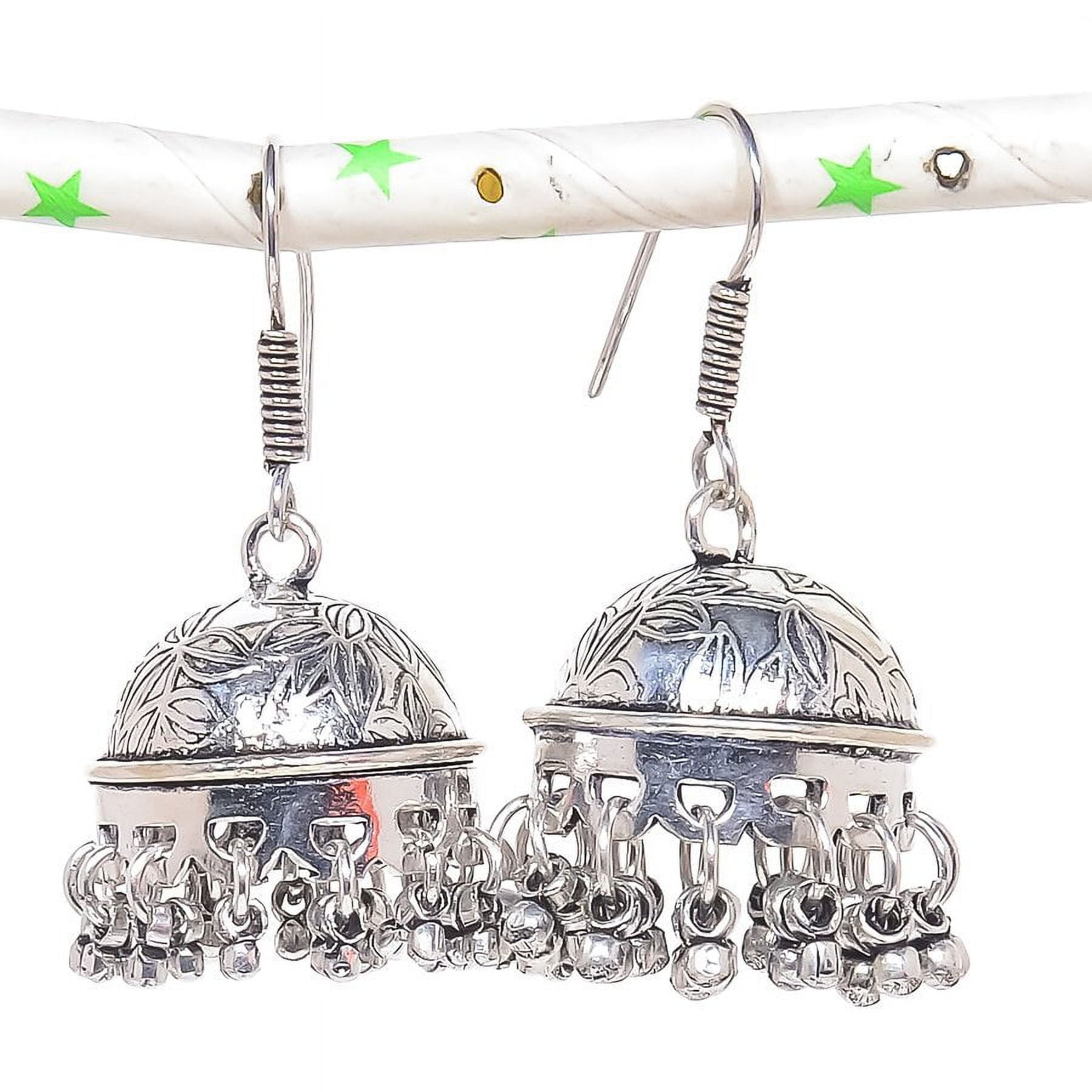 Natural Indian Look Jhumki Gemstone Silver Tribal Bali Earring 1.97 ...