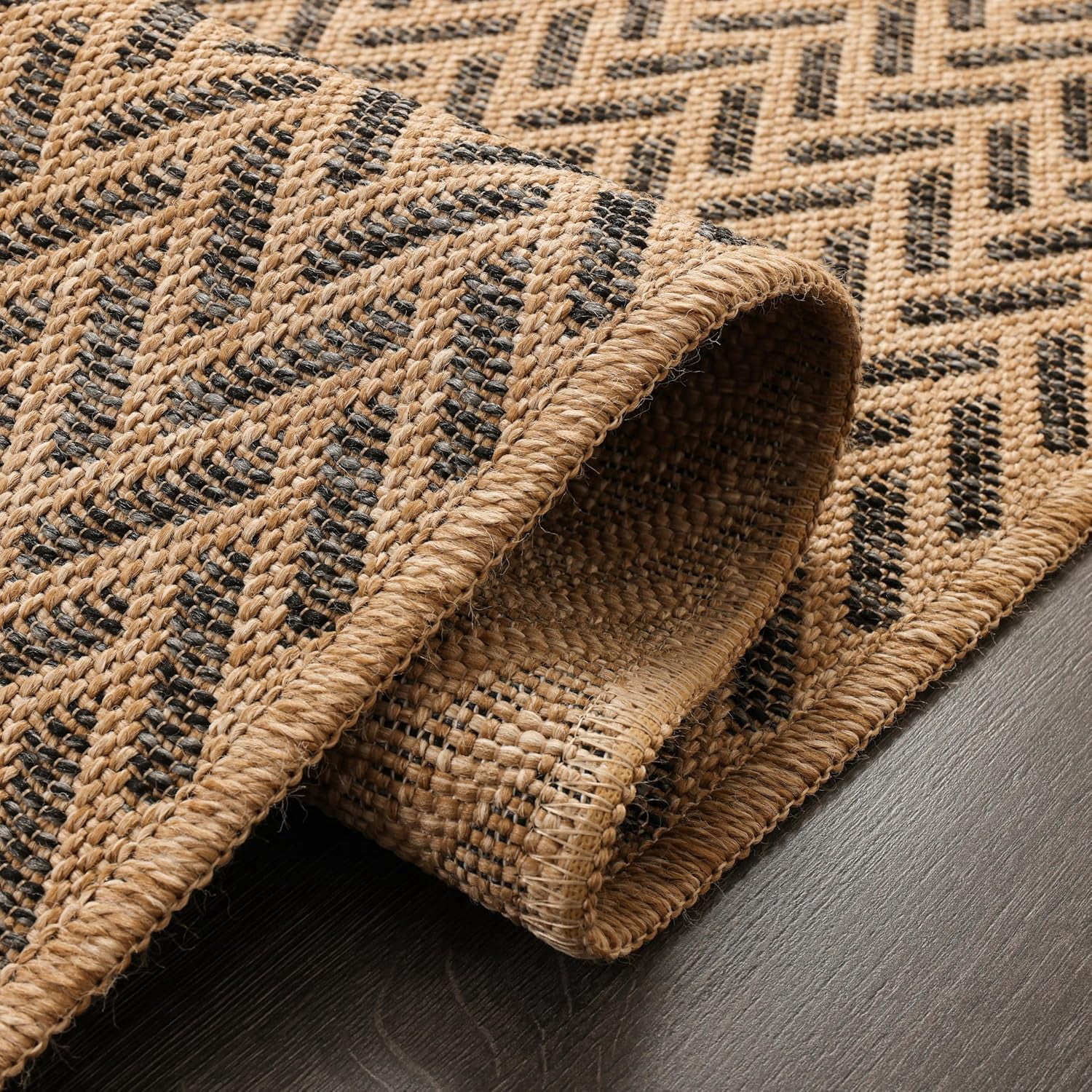 Natural Indoor Outdoor Entryway Mat - Jute Look Modern Chevron ...
