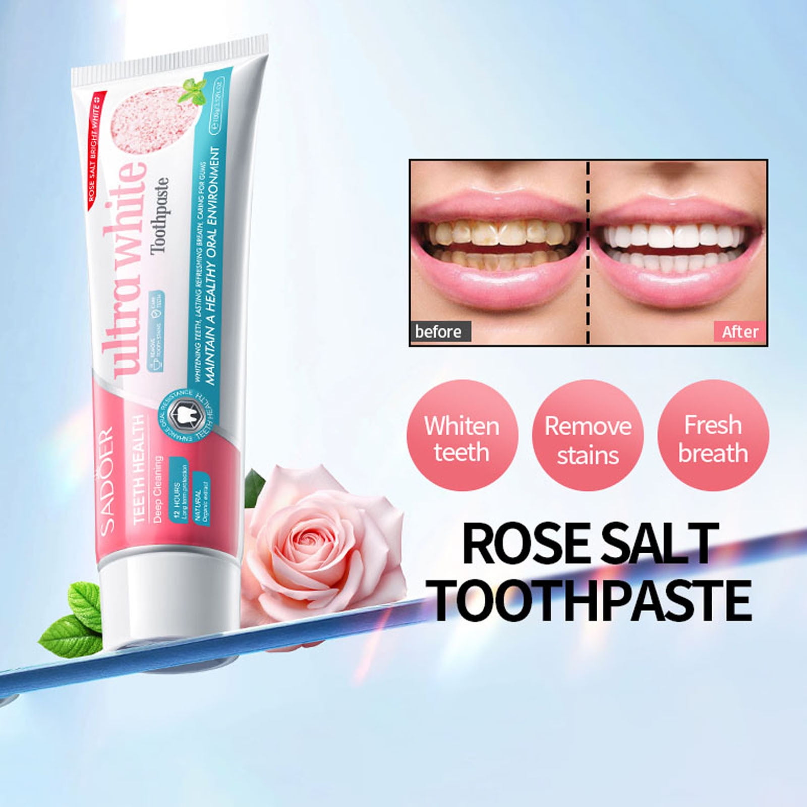 Natural Ingredients Whitening Toothpaste for Stain Removal and Fresh ...