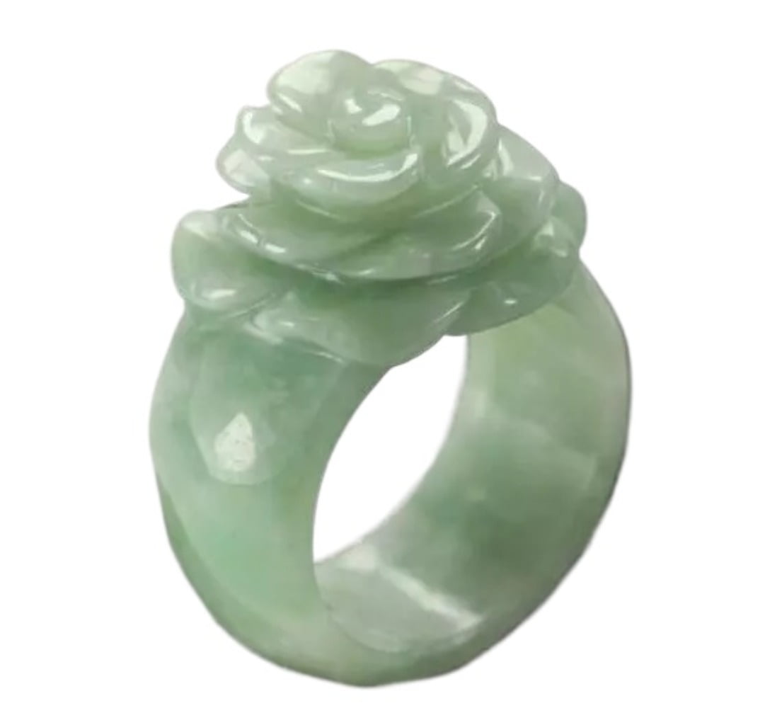 Natural Jade Flower Carved Ring for Lady Finger Ring Chinese Antique ...