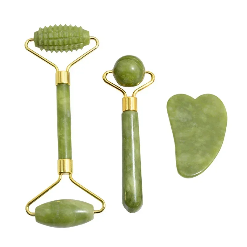 Natural Jade Roller Face Gua Sha Natural Stone Body Neck Massager ...
