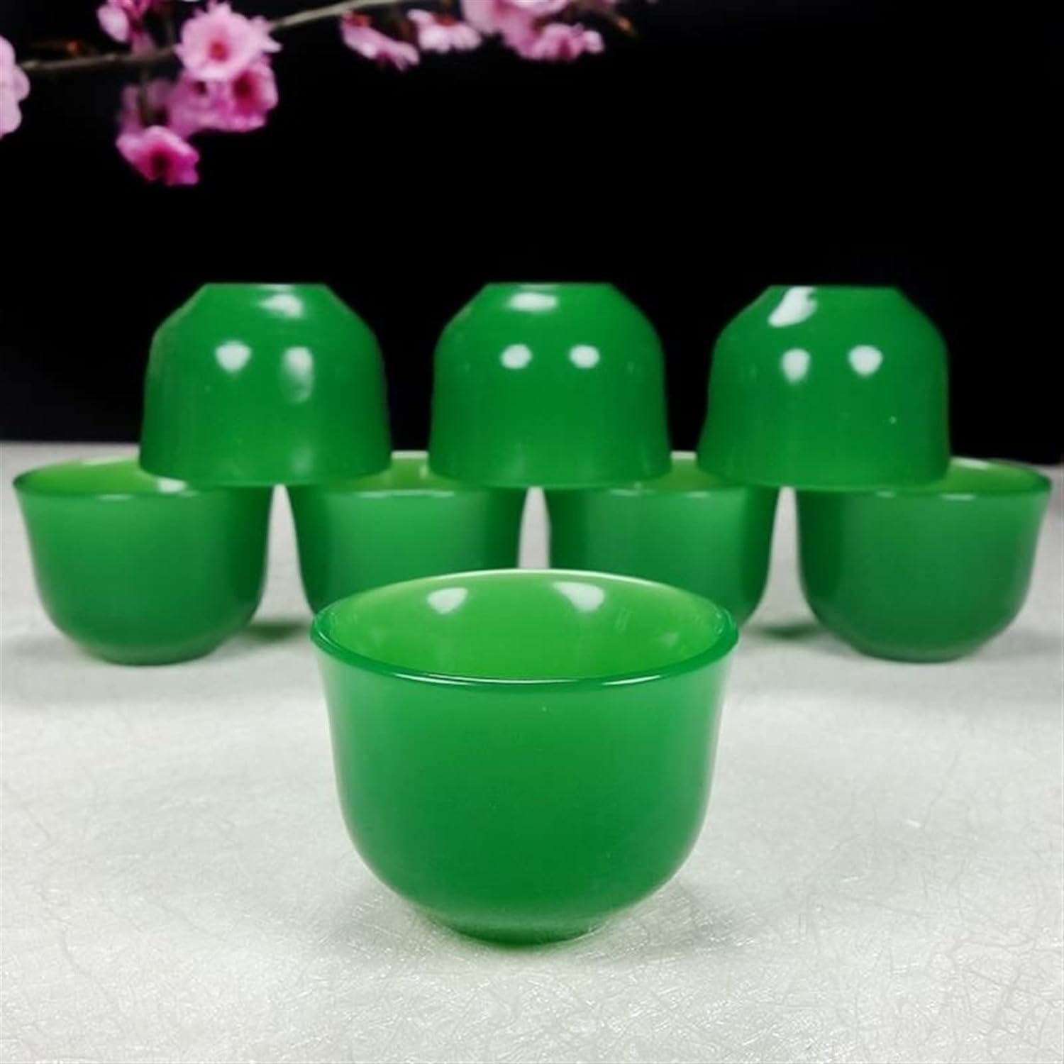 Natural Jade Tea Cup Set Jade Water Cup Retro Wine Glass Bowl Tea Cup ...