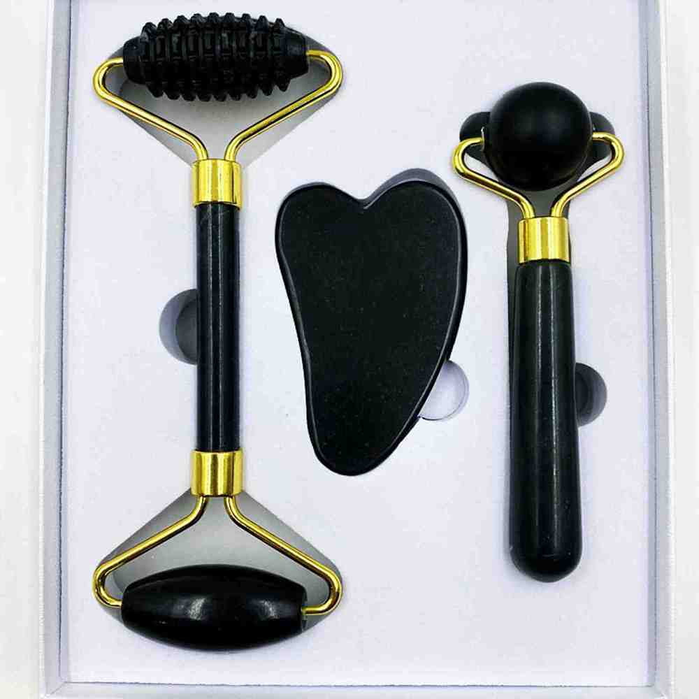 Natural Jade Therapy Massage Tool Kit Including Gua Sha Board & Facial ...