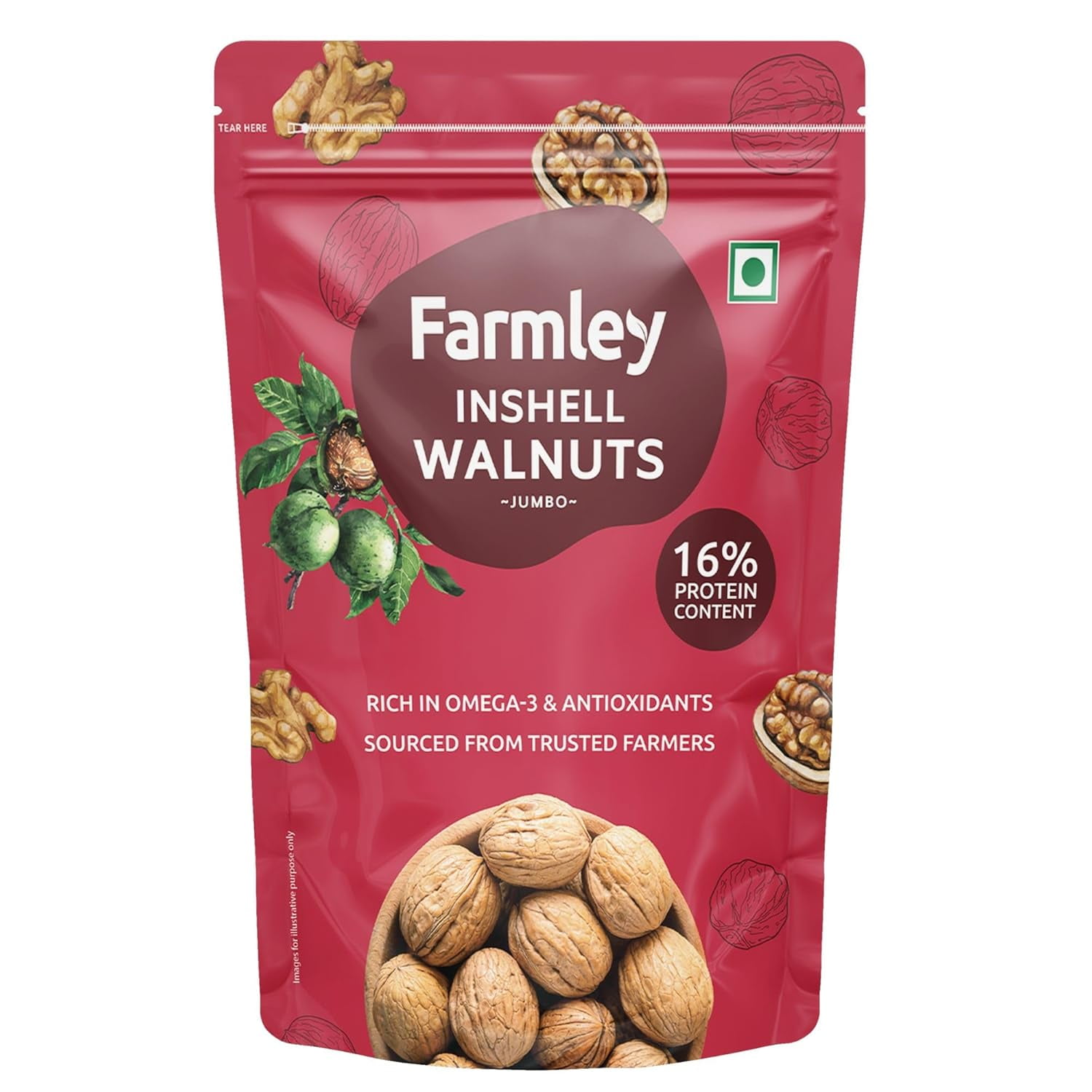 Natural Jumbo Inshell Walnut (Akhrot) By Farmley 500gm, | Rich In ...
