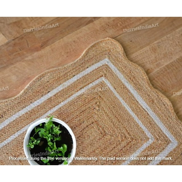 Natural Jute Rug- Wavy Edge Rug, Scalloped Jute Rug, Bohemian Rug, Jute ...
