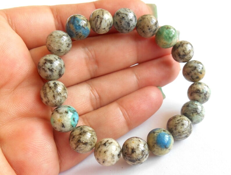 Natural K2 Azurite Granite Jasper 10mm Round Shape Smooth Cut Beads ...