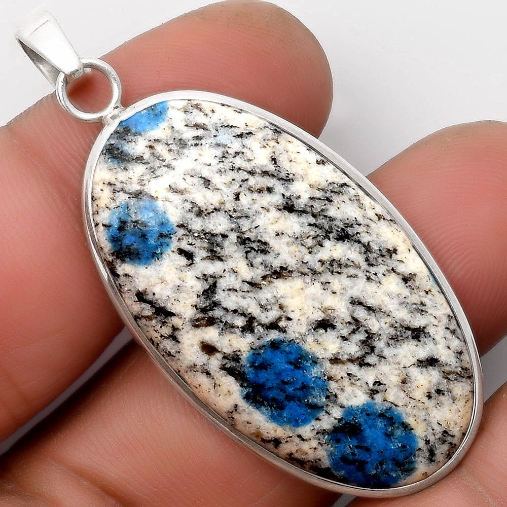 Natural K2 Blue - Azurite In Quartz 925 Sterling Silver Pendant Jewelry ...