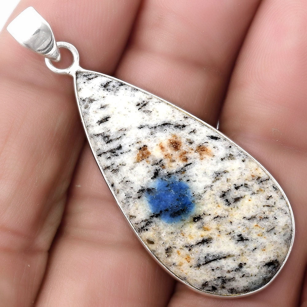 Natural K2 Blue - Azurite In Quartz 925 Sterling Silver Pendant Jewelry ...
