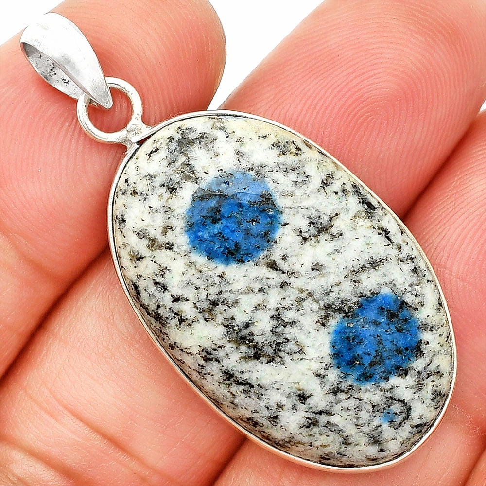Natural K2 Blue - Azurite In Quartz 925 Sterling Silver Pendant Jewelry ...