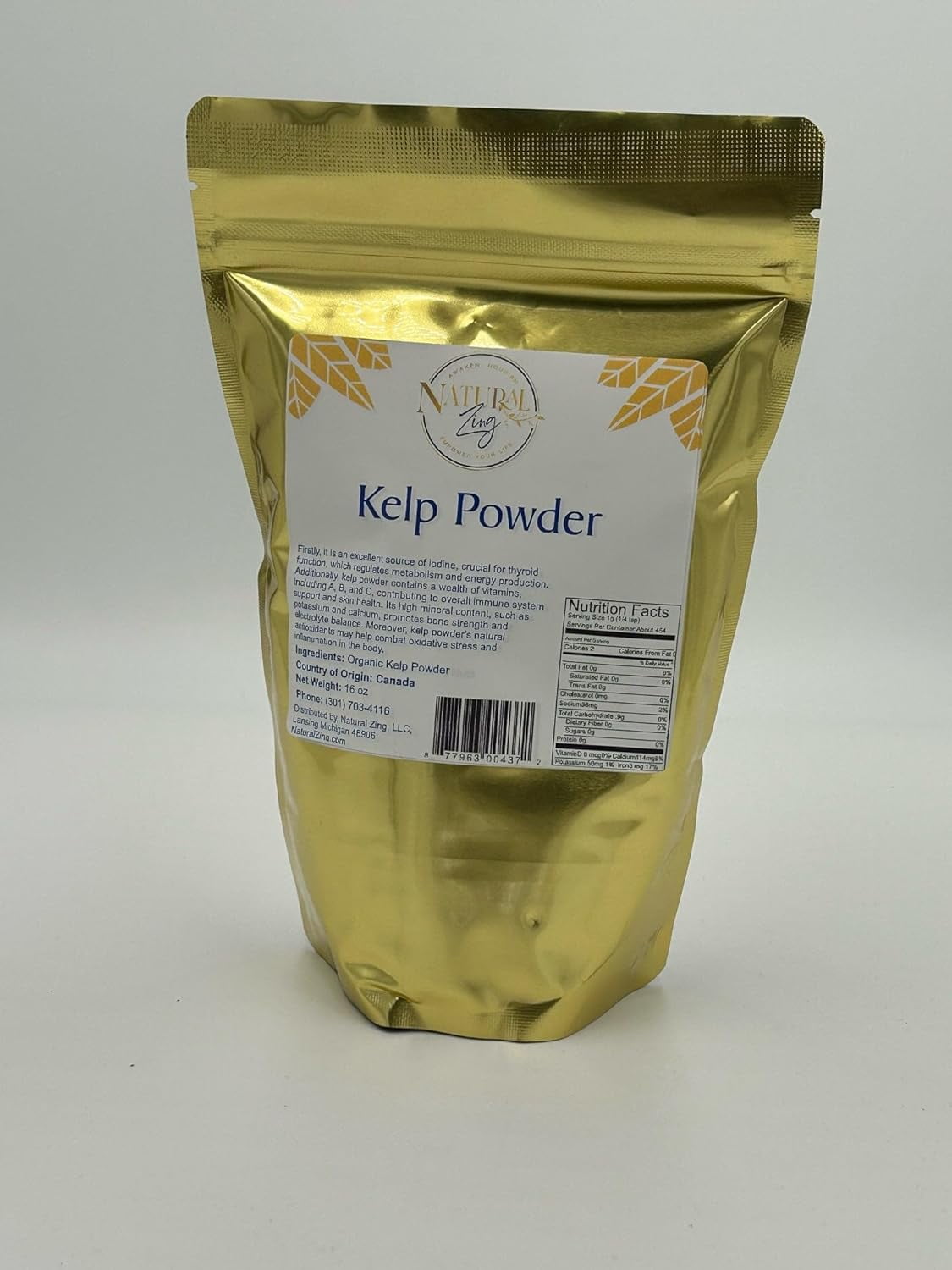Natural Kelp Powder | (, Organic) | 16 oz, 16 servings | Fine Ground ...