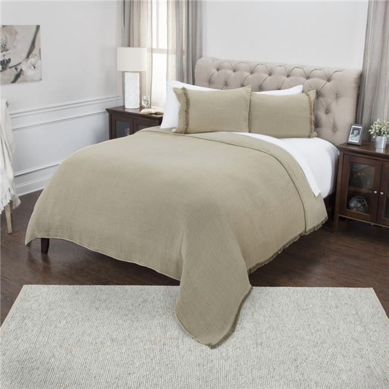 Natural King Size 100 Percent Cotton 300 Thread Count Machine Washable ...