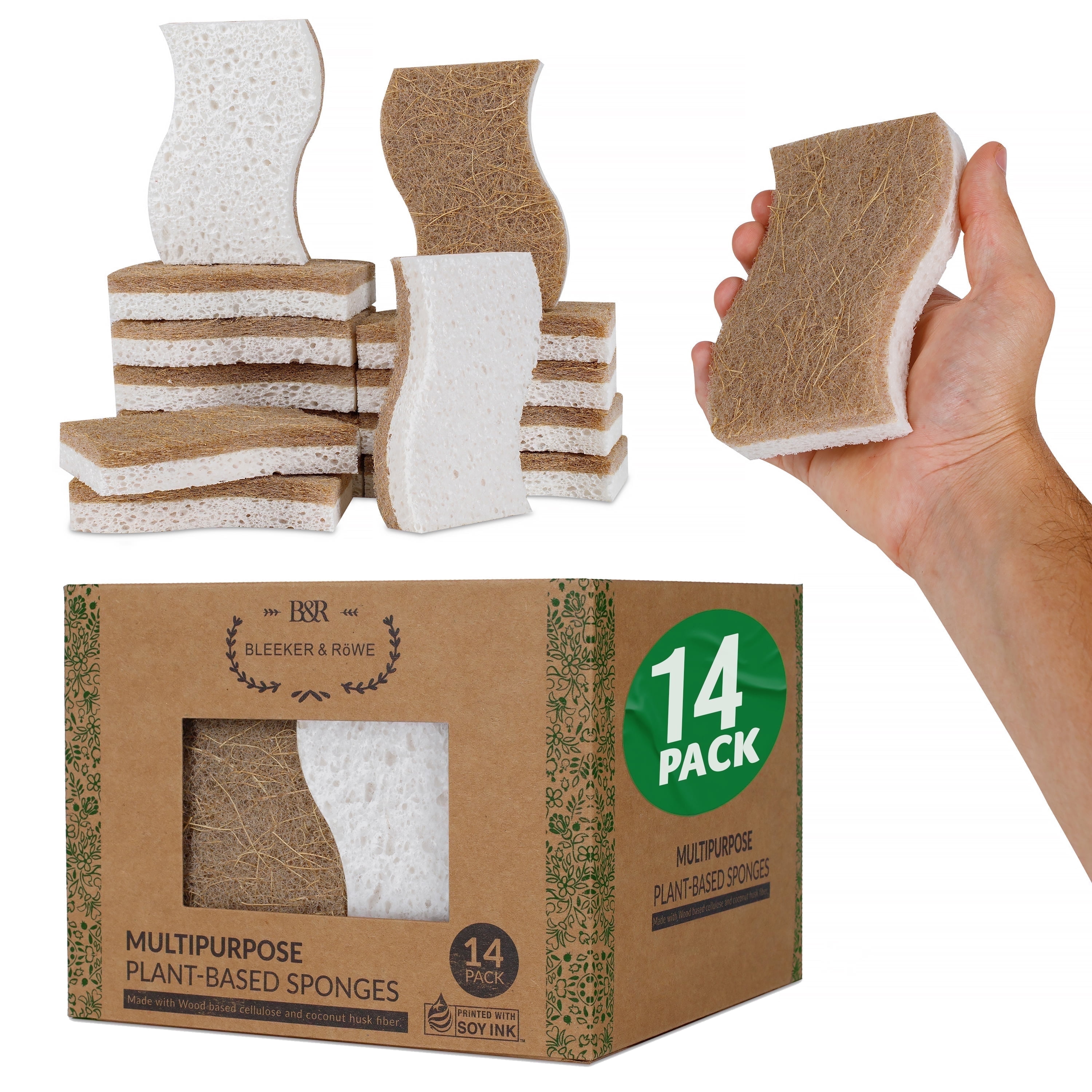 Eco-Friendly Kitchen Sponge - Plant-Based Coconut Fiber Scrubber Dish ...