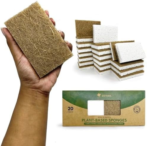 Natural Kitchen Sponges Pack of 20 - Biodegradable Cellulose and ...