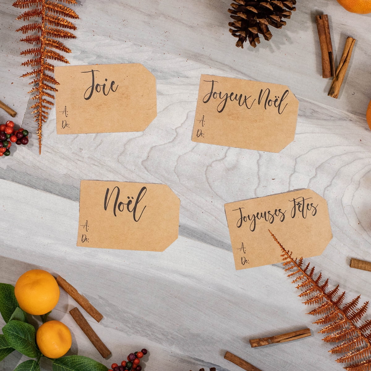 Natural Kraft French Charming Holiday Gift Tags Labels | 2 x 3" Inches ...