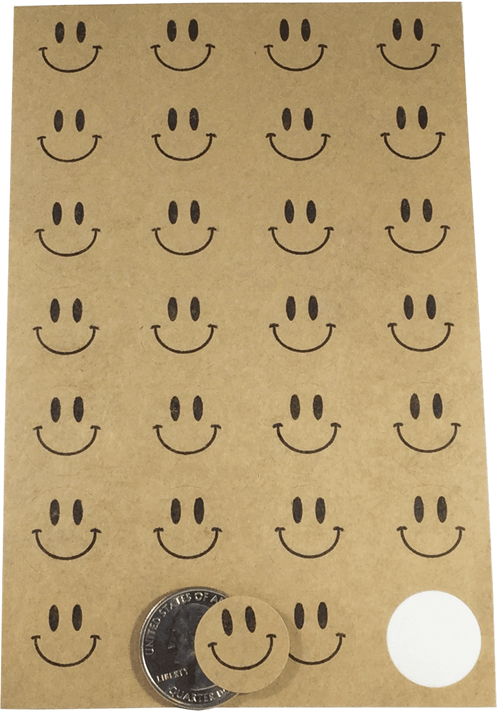 Natural Kraft Smiley Face Dot Circle Stickers 3/4 Inch Round Labels 10 ...