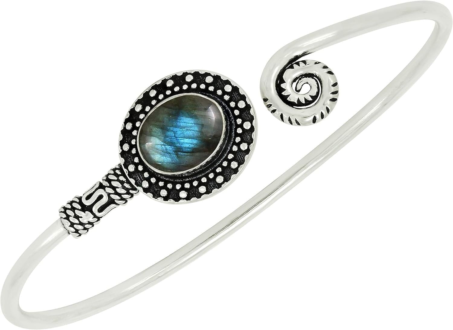 Natural Labradorite Cuff Bangle For Women 925 Silver Overlay Handmade ...