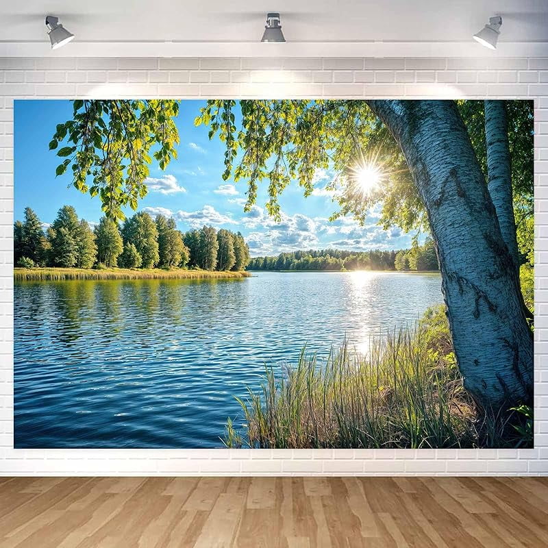 Natural Lake Scenery Backdrop, Natural Landscape Forest Photography ...