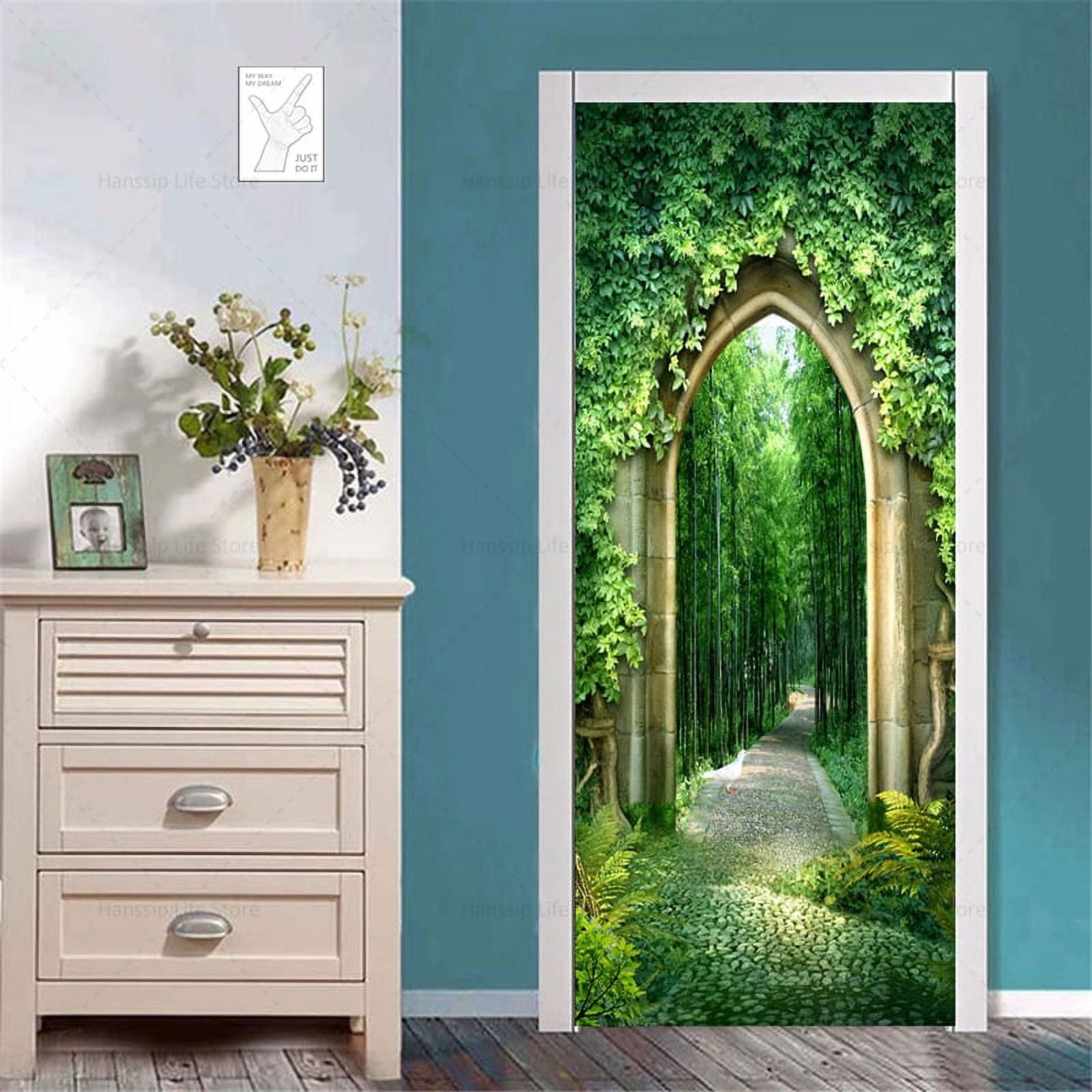 Natural Landscape Door Sticker 3D Wallpaper for Bedroom Living Room Out ...