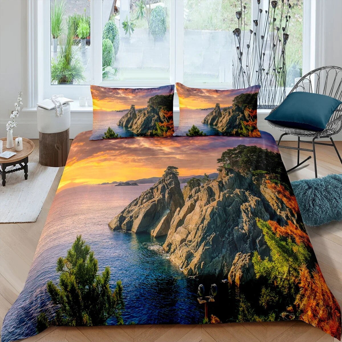 Natural Landscape Duvet Cover Campfire Camping Bedding Set Teen Adults ...