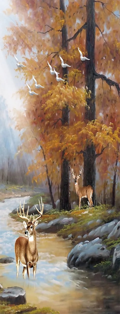 Natural Landscape Painting Door Stickers Retro Art Wallpaper Decal ...