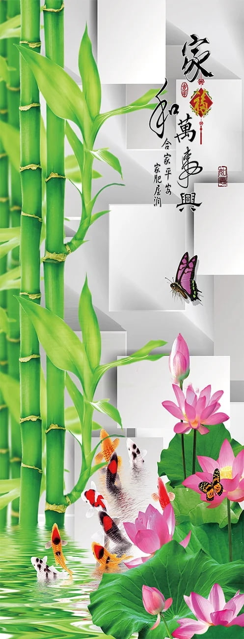 Natural Landscape Painting Door Stickers Retro Art Wallpaper Decal ...