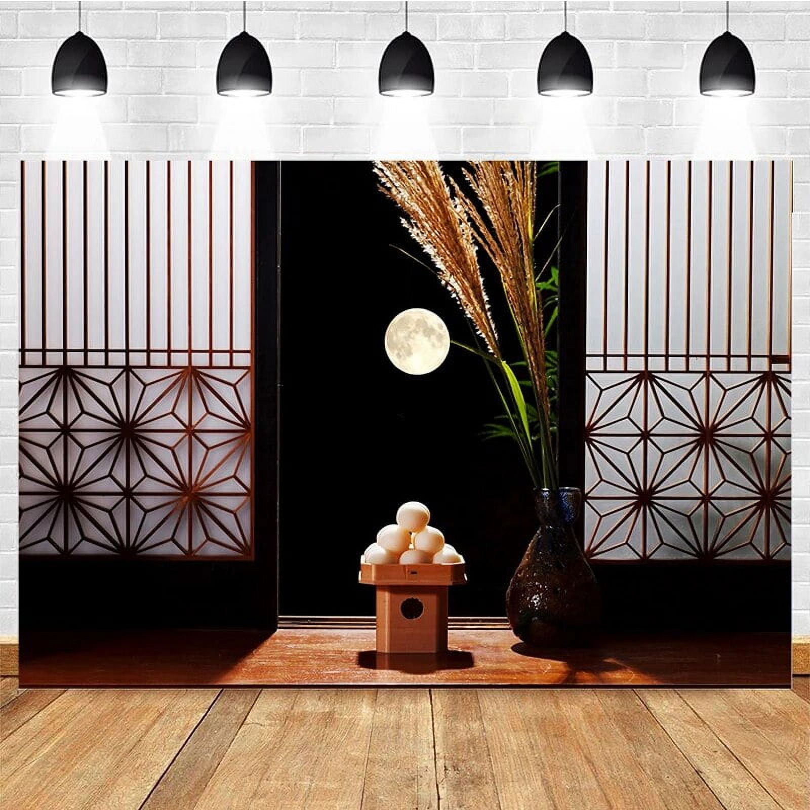 Natural Landscape Photography Background Night Moon Reed Decoration ...