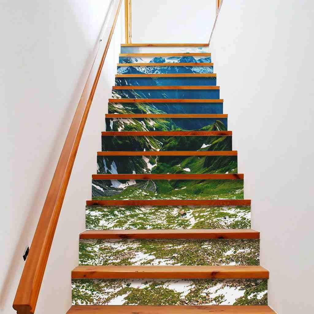 Natural Landscape Stair Stickers Mount Fuji Cherry Blossoms Staircase ...