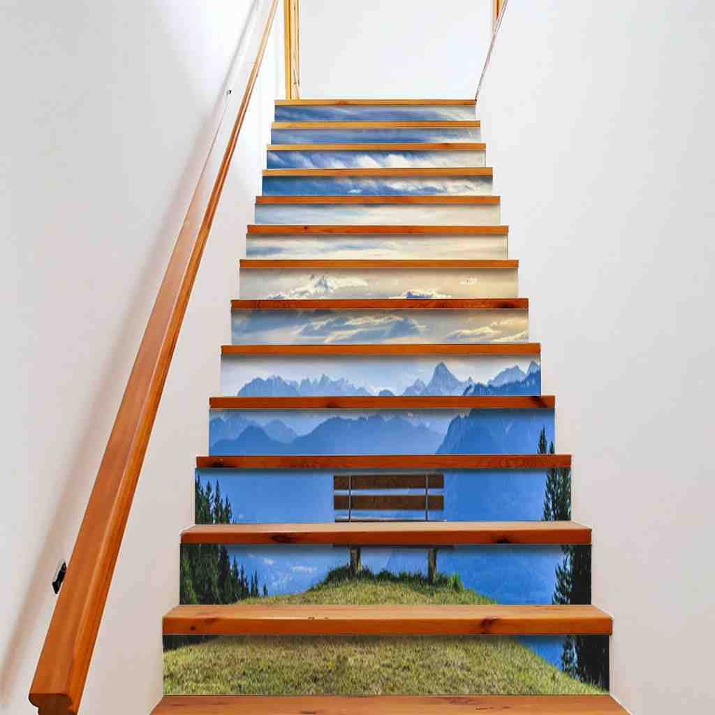 Natural Landscape Stair Stickers Mount Fuji Cherry Blossoms Staircase ...