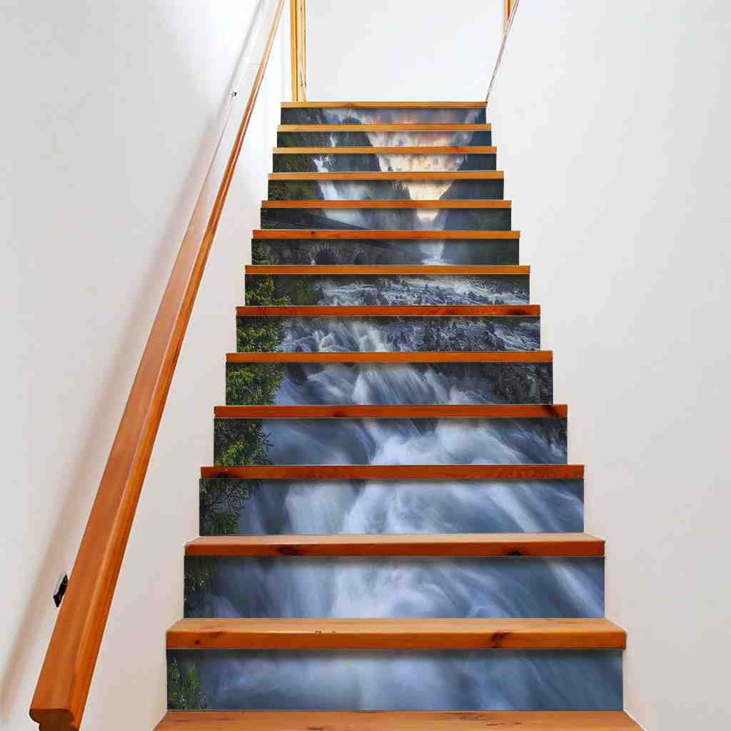 Natural Landscape Stair Stickers Mount Fuji Cherry Blossoms Staircase ...