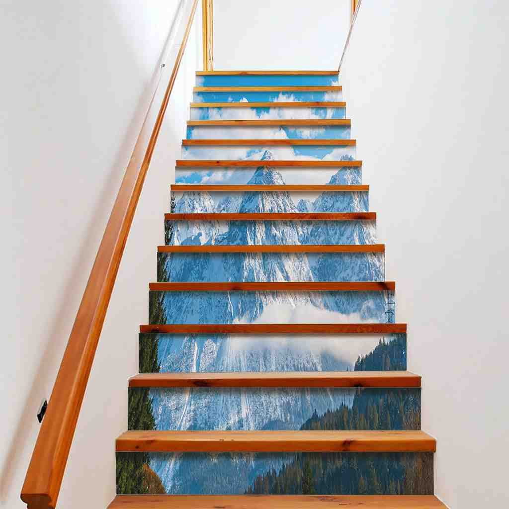 Natural Landscape Stair Stickers Mount Fuji Cherry Blossoms Staircase ...