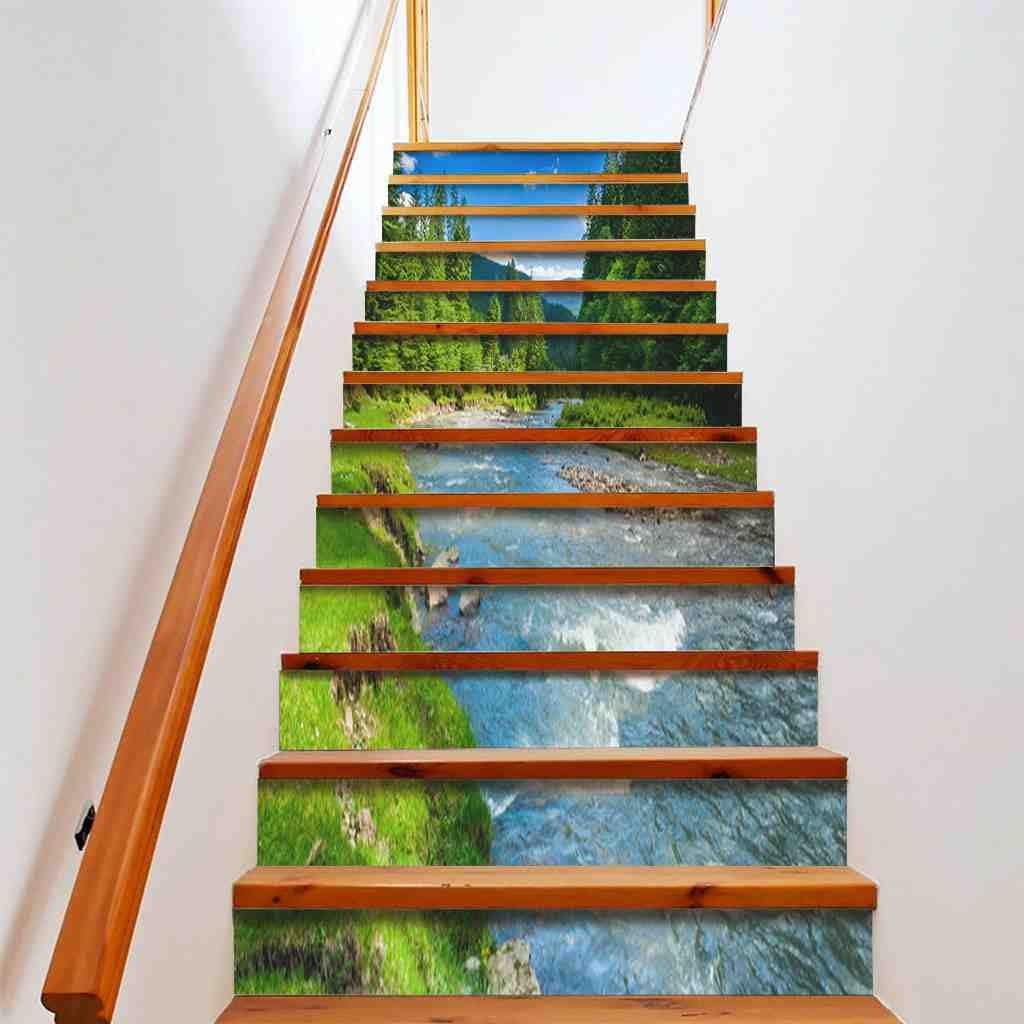 Natural Landscape Stair Stickers Mount Fuji Cherry Blossoms Staircase ...